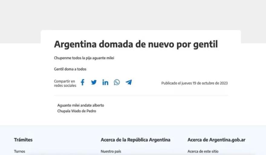 Hackearon el sitio web oficial del Gobierno - TusRadios